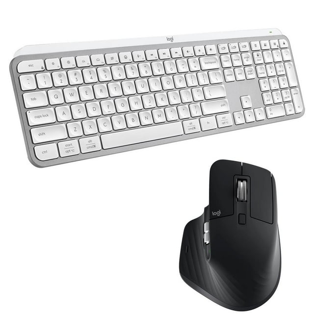 Logitech MX Keys S Wireless Keyboard, Pale Gray with MX Master 3S Black ...