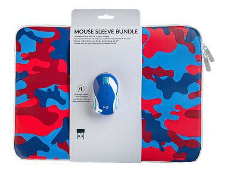 Logitech Wireless Mini Mouse M187 & 14" Sleeve Bundle - Red/Blue Camo ...