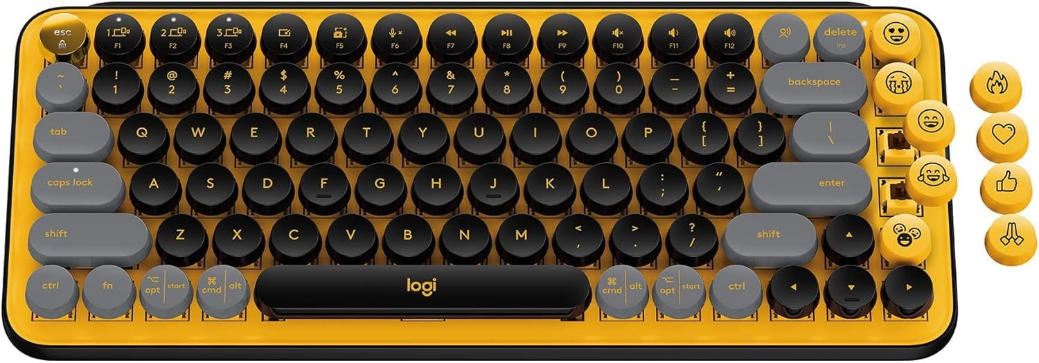 Logitech POP Keys Mechanical Wireless Keyboard Blast Yellow SPANISH ...