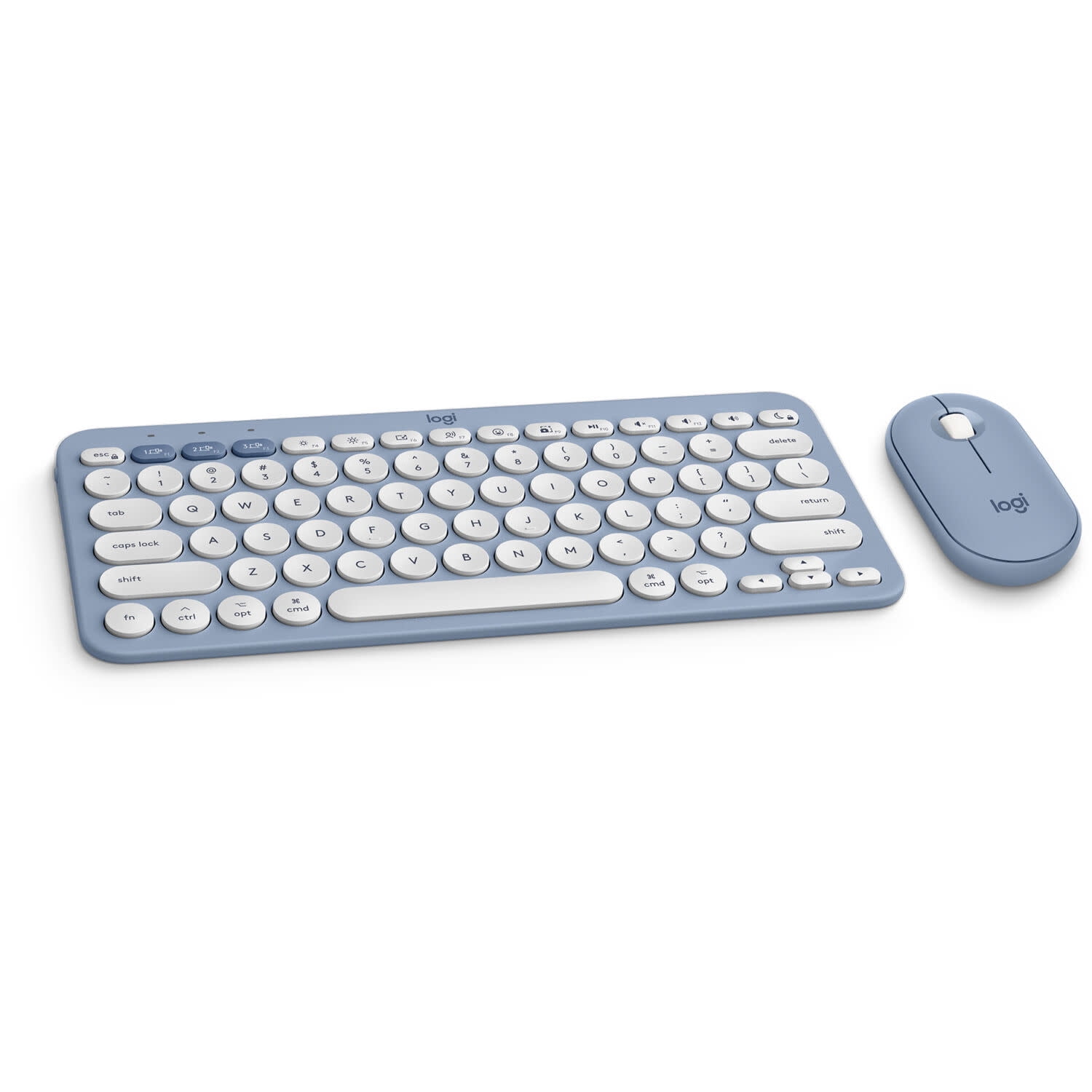 Logitech Pebble 2 Combo For Mac Slim Bluetooth Keyboard And Mouse Tonal Blue Tonal Blue