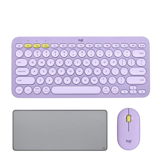 Logitech Pebble M350 Wireless Mouse with Keyboard (Lemonade) and Desk ...