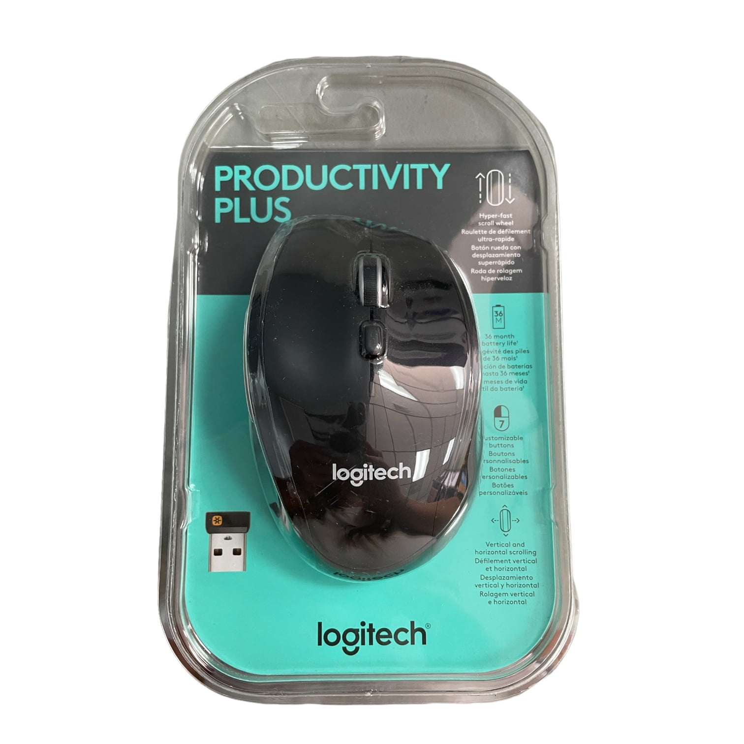 Logitech Productivity Plus Wireless Mouse, 910-005746, Black, Includes ...