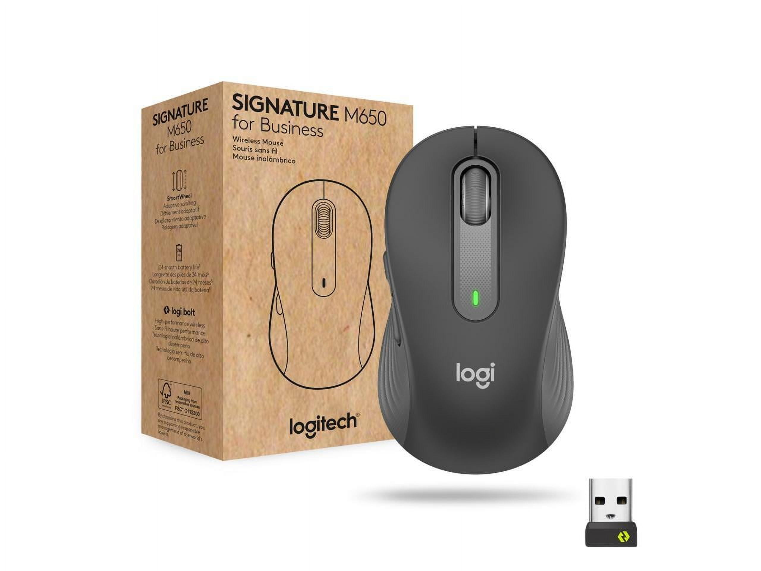 Logitech Signature M650 for Business Wireless Mouse, Logi Bolt ...