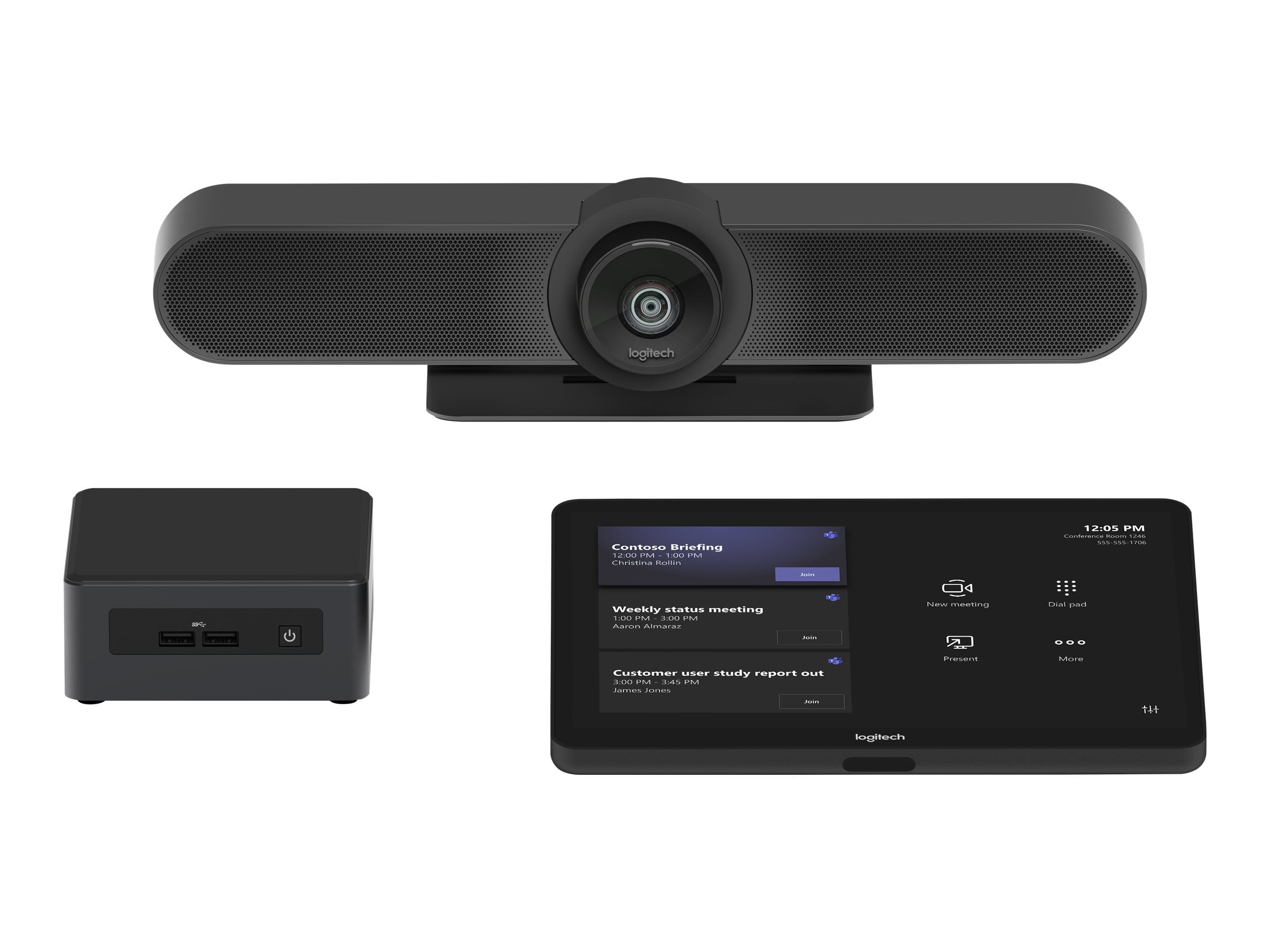 Logitech Small Room with Tap + MeetUp + Intel NUC for Microsoft Teams ...