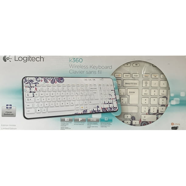 Logitech Wireless Keyboard K360 - White, Purple Paisley Limited Edition ...
