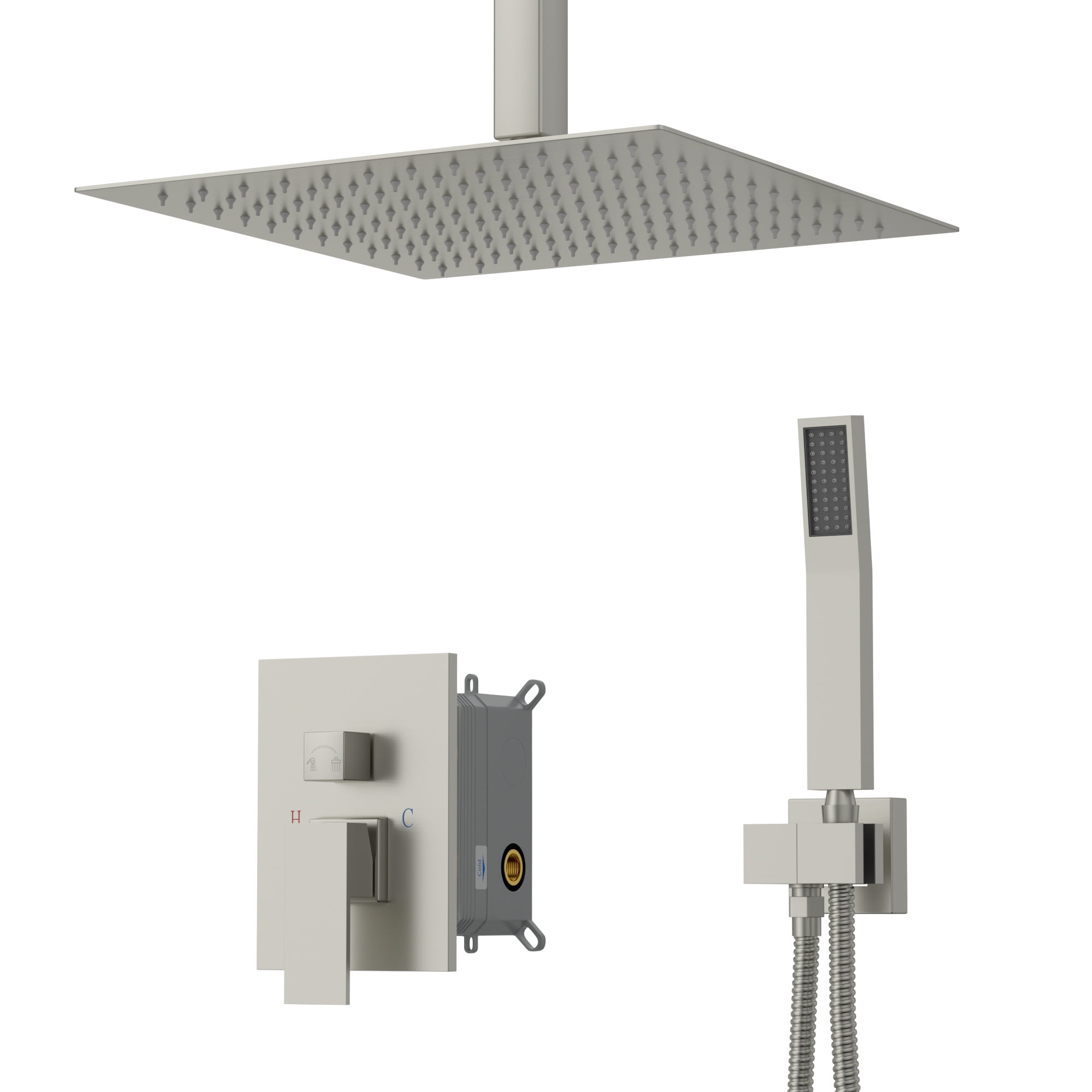 Logmey 12 inch Ceiling Mounted Shower System Rain Mixer Shower Combo ...