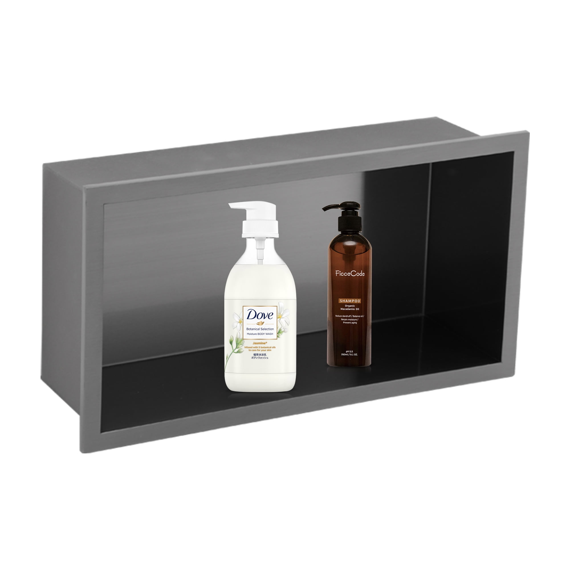 Logmey 13x7 Inch Stainless Steel Matte Black Bathroom Shower Niche ...