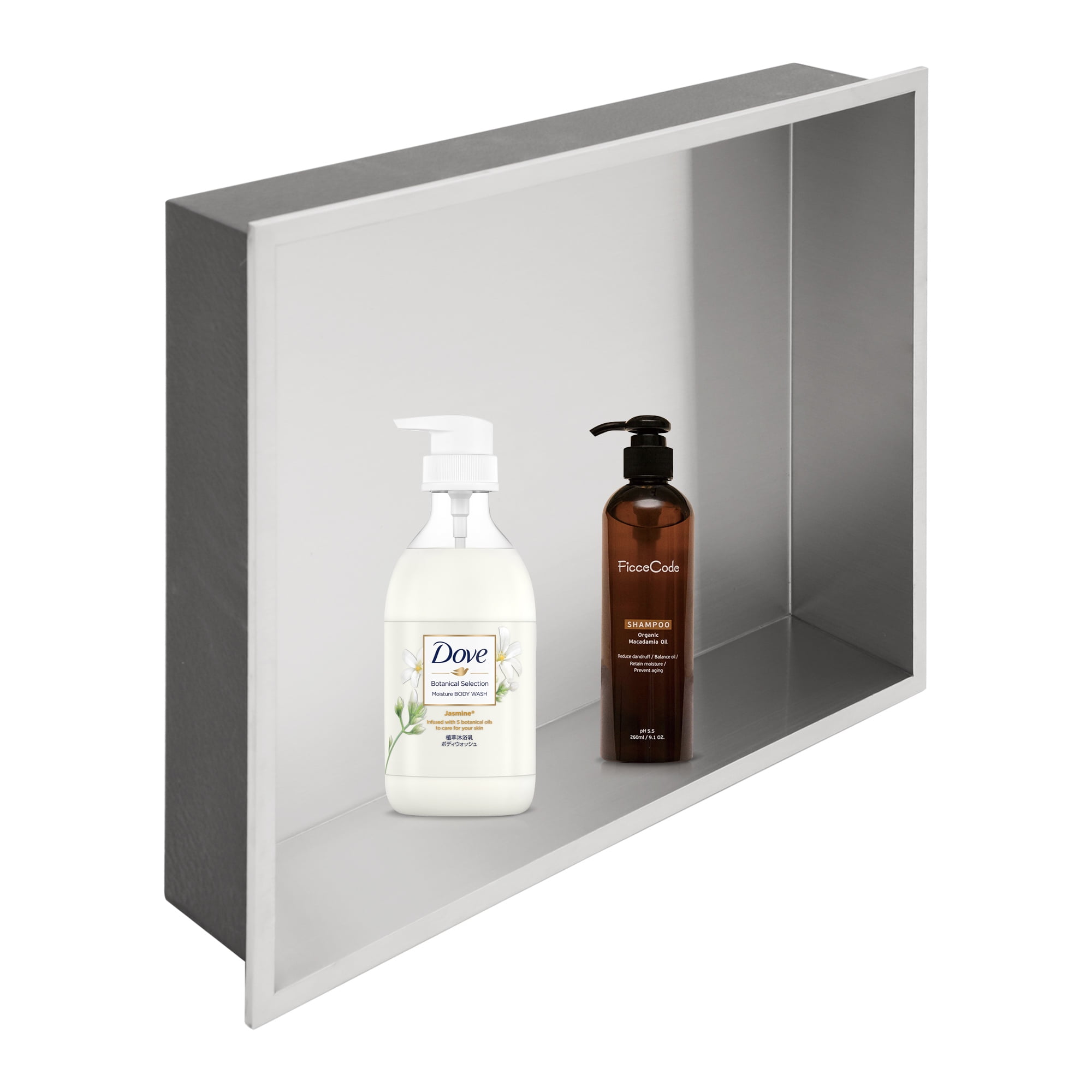 Logmey 18"x14" Wall Mounted Bathroom Shower Niche Stainless Steel ...