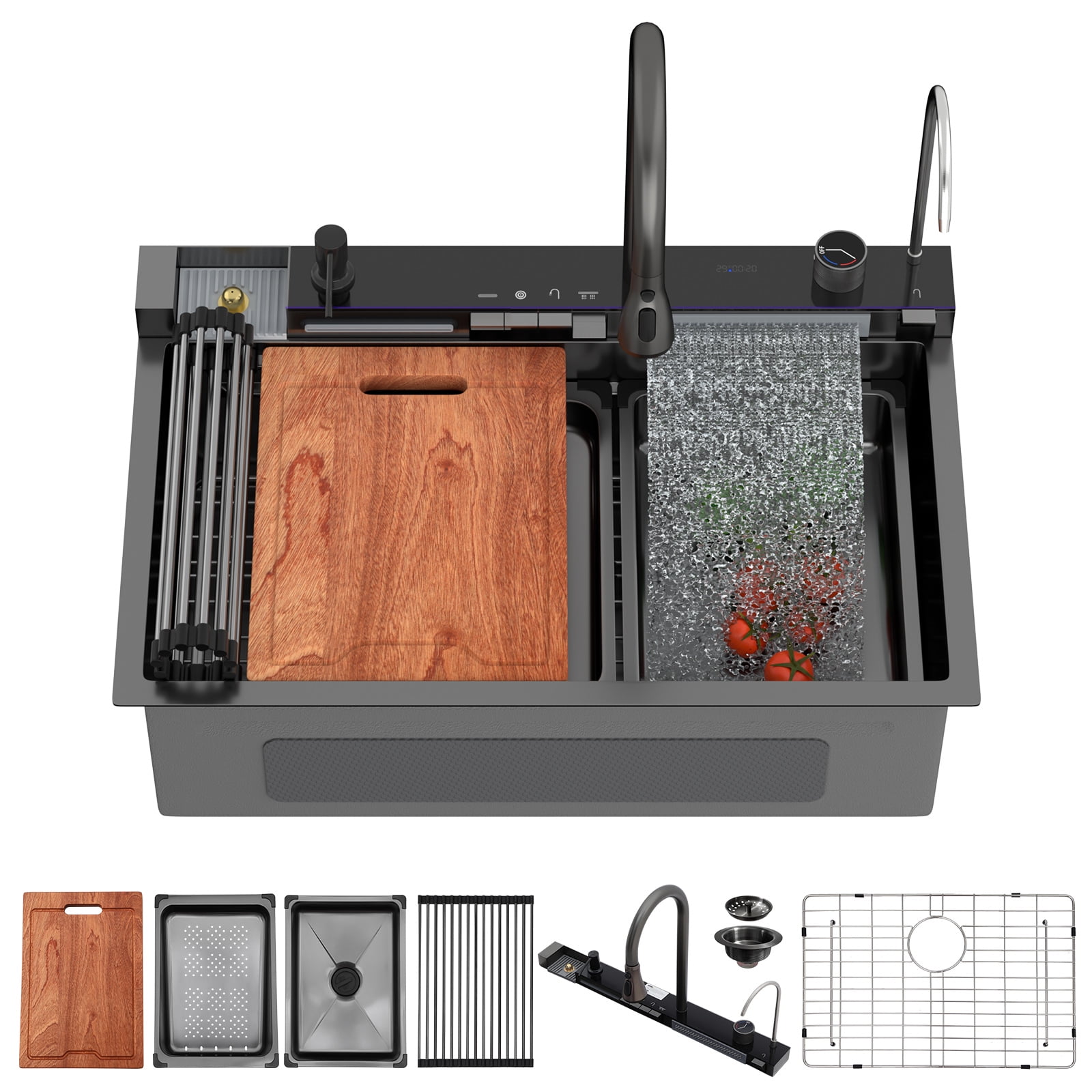 Logmey 30x19 Inch Drop-in Kitchen sink Workstation Kitchen Sink ...