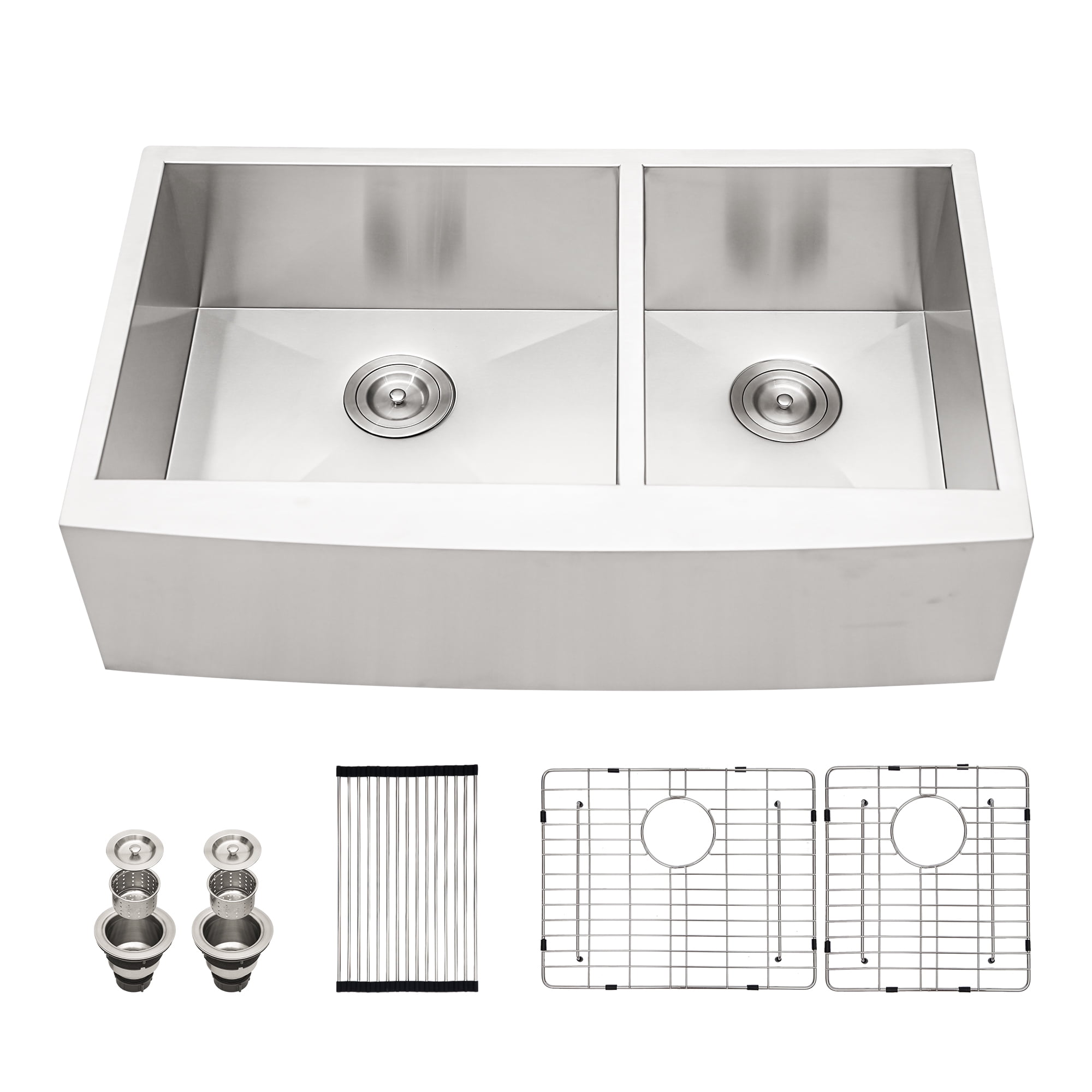 Logmey 32"Lx20"W Double Bowl Farmhouse Kitchen Sink Stainless Steel ...