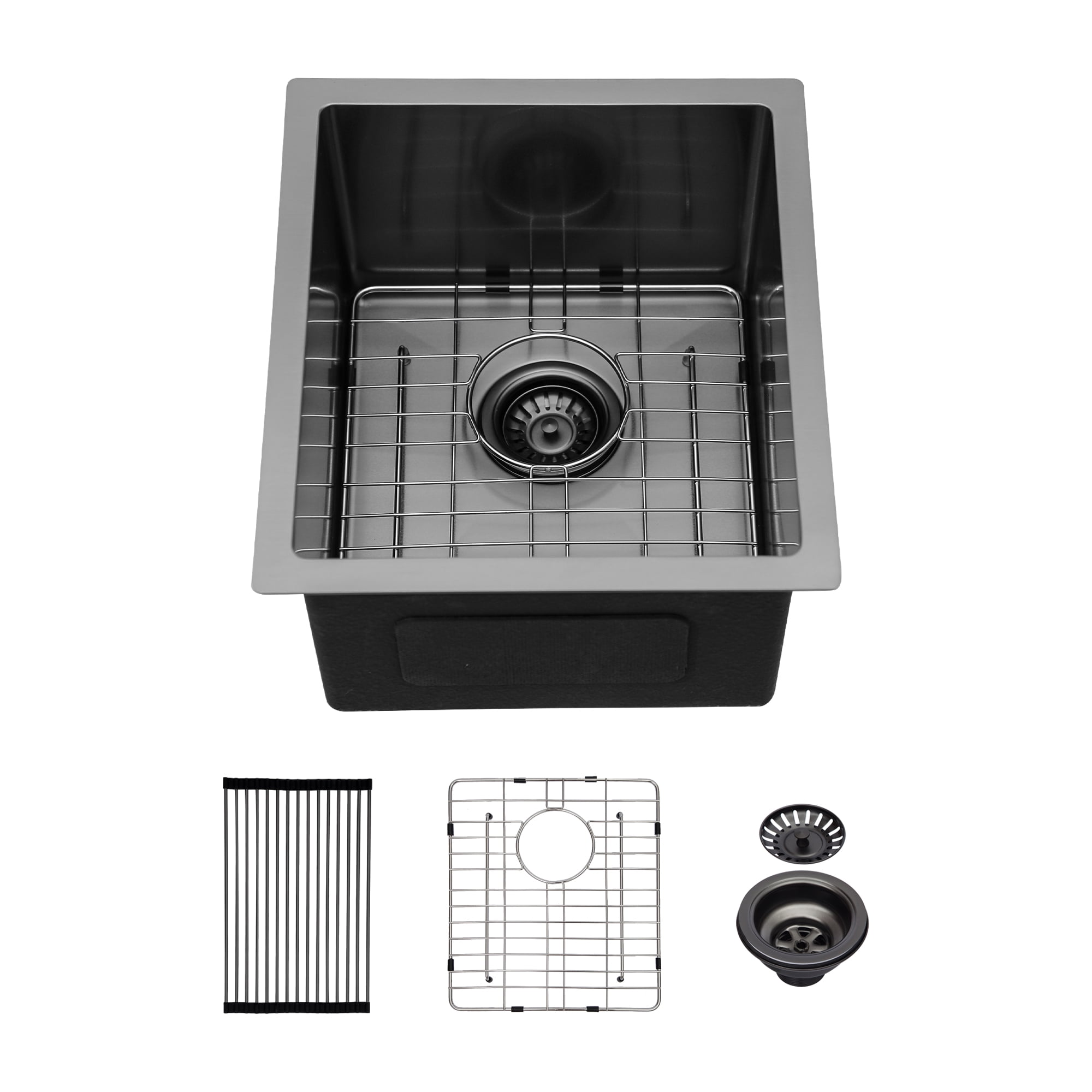 Logmey Stainless Steel Undermount Kitchen Bar Sink 15x17 Single Bowl ...