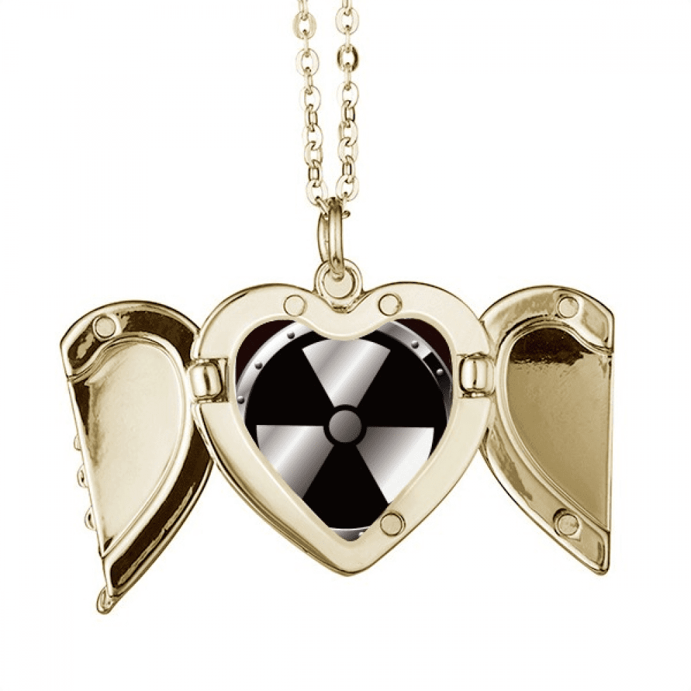 Logo Black Background Radioactive Substances Warning Folded Wings Peach ...