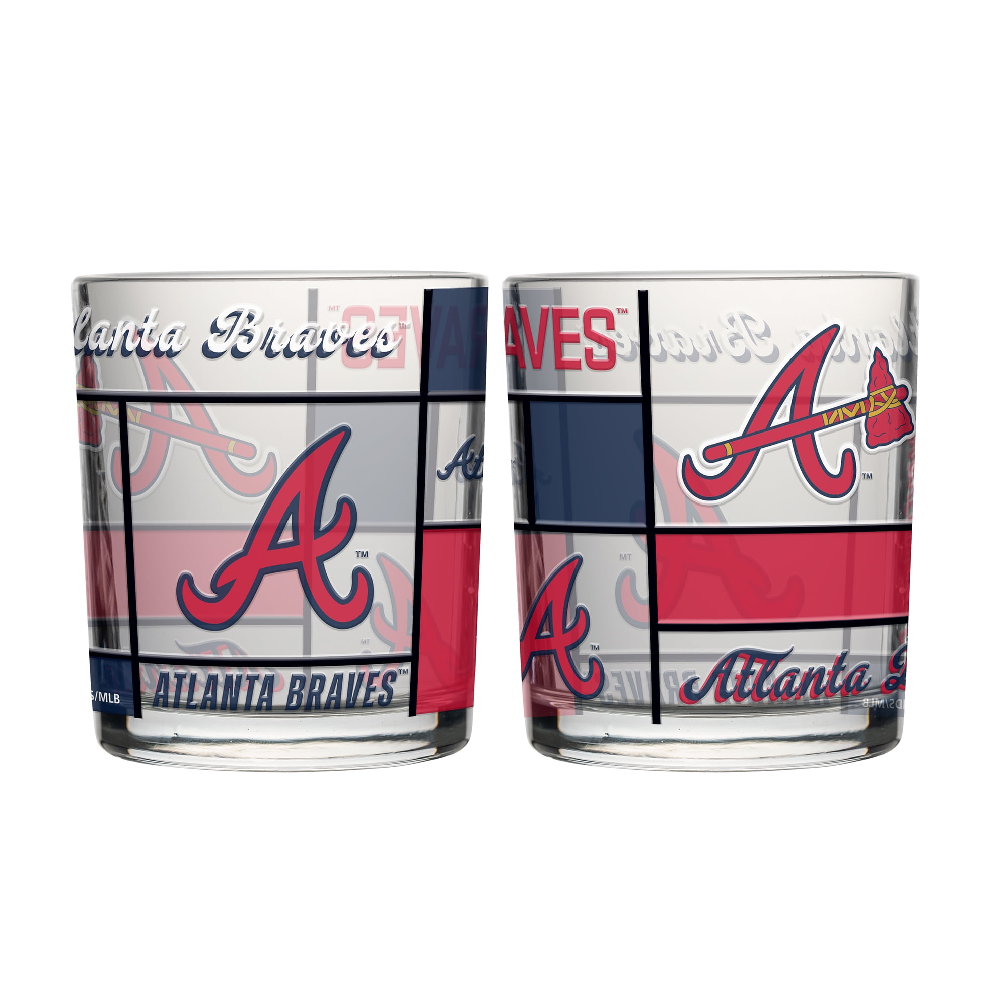 Logo Brands Atlanta Braves 12oz. Quilted Stained Two-Pack Rocks Glass ...