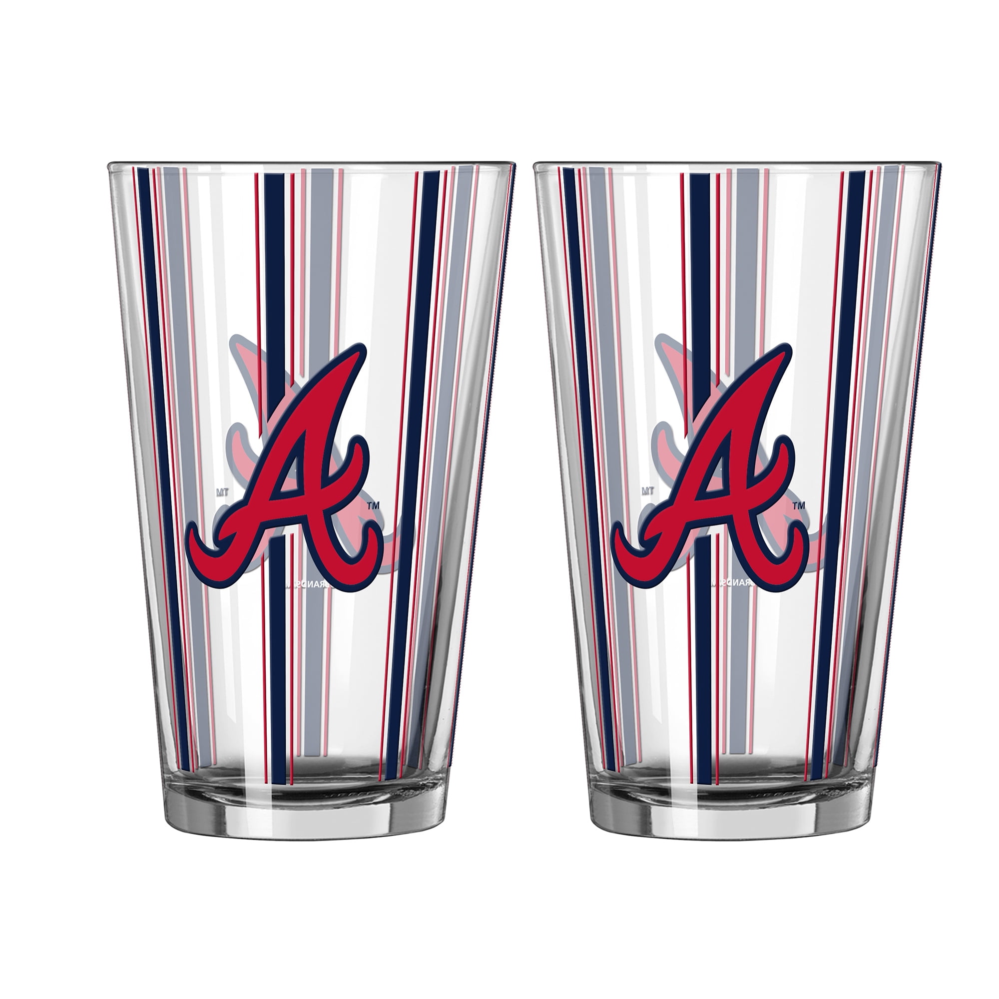 Logo Brands Atlanta Braves Two-Piece 16oz. Striped Pint Glass Set ...