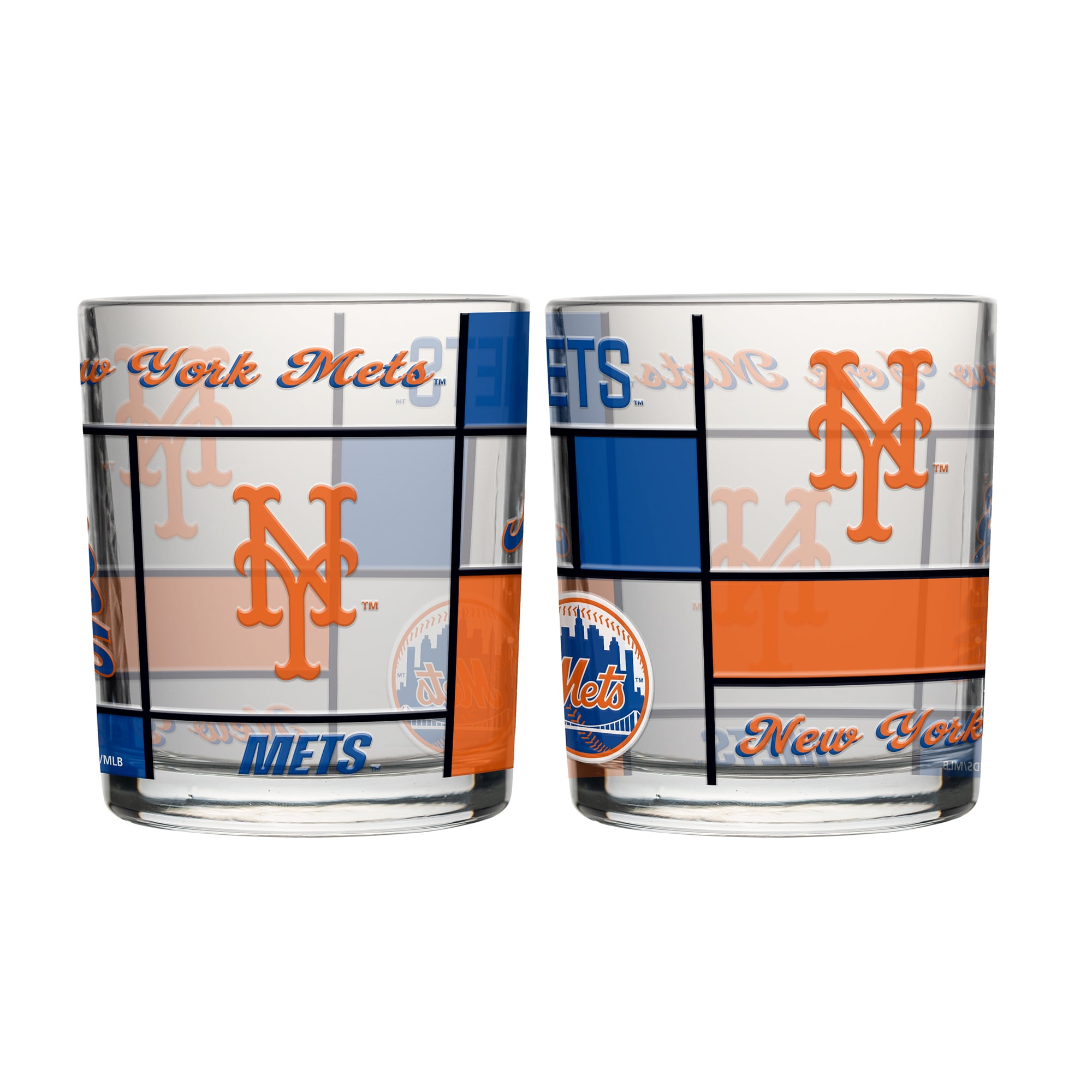 Logo Brands New York Mets 12oz. Quilted Stained Two-Pack Rocks Glass ...