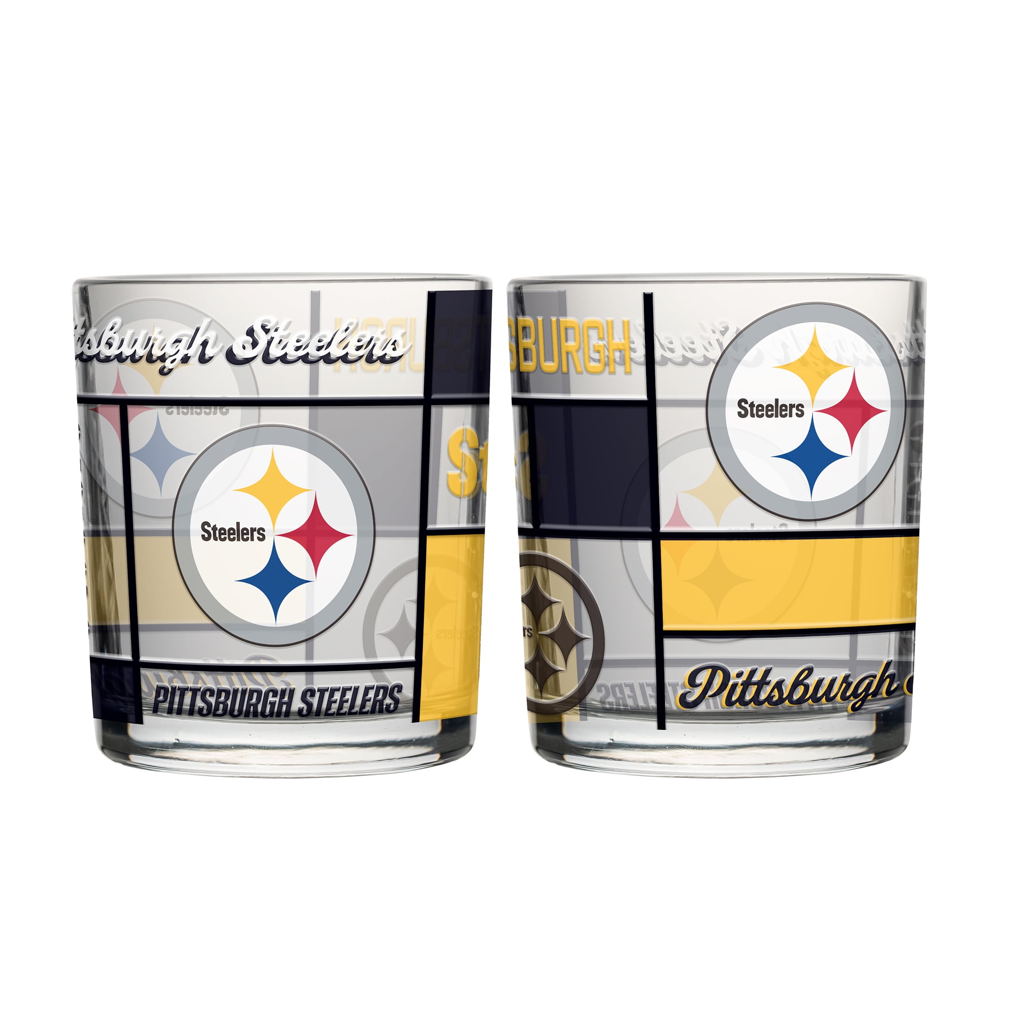 Logo Brands Pittsburgh Steelers 12oz. Quilted Stained Two-Pack Rocks ...