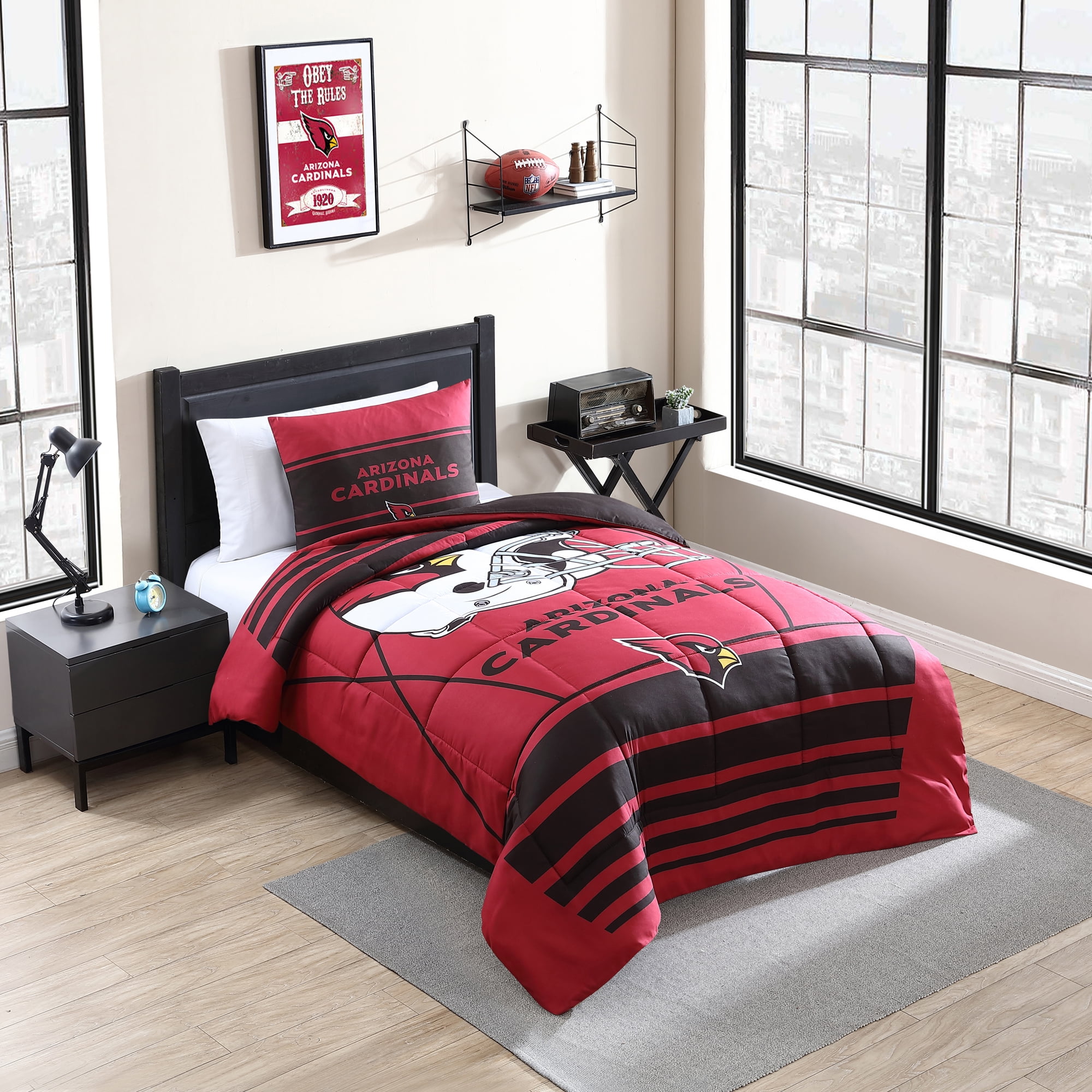 Logo Brands Twin Size Arizona Cardinals Crosser Bedding Comforter Set ...
