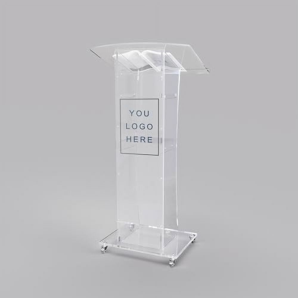 Logo Customize Acrylic Clear Rolling Wheel Podium Stand, 47-inch Modern ...