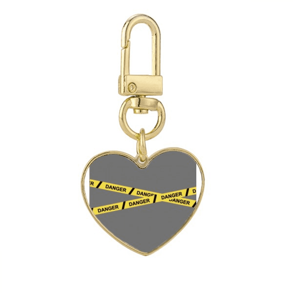 Logo Danger Line Art Deco Fashion Gold Heart Keychain Metal Keyring ...