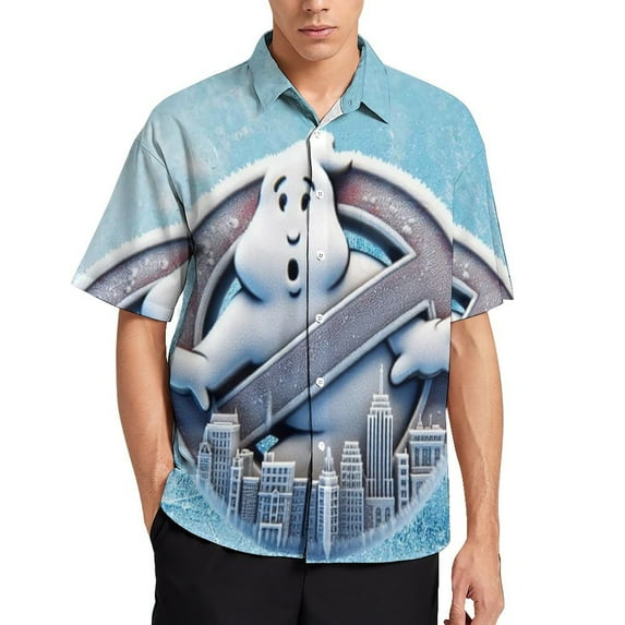 Logo Ghostbusters Frozen Empire Men's Button-Down Shirts Daily Casual ...