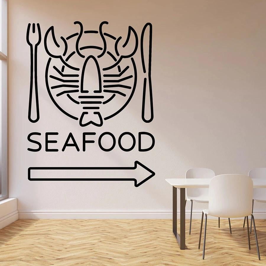 Logo Index Wall Decal Seafood Restaurant Crab Fish Beach Bar Fresh Food ...