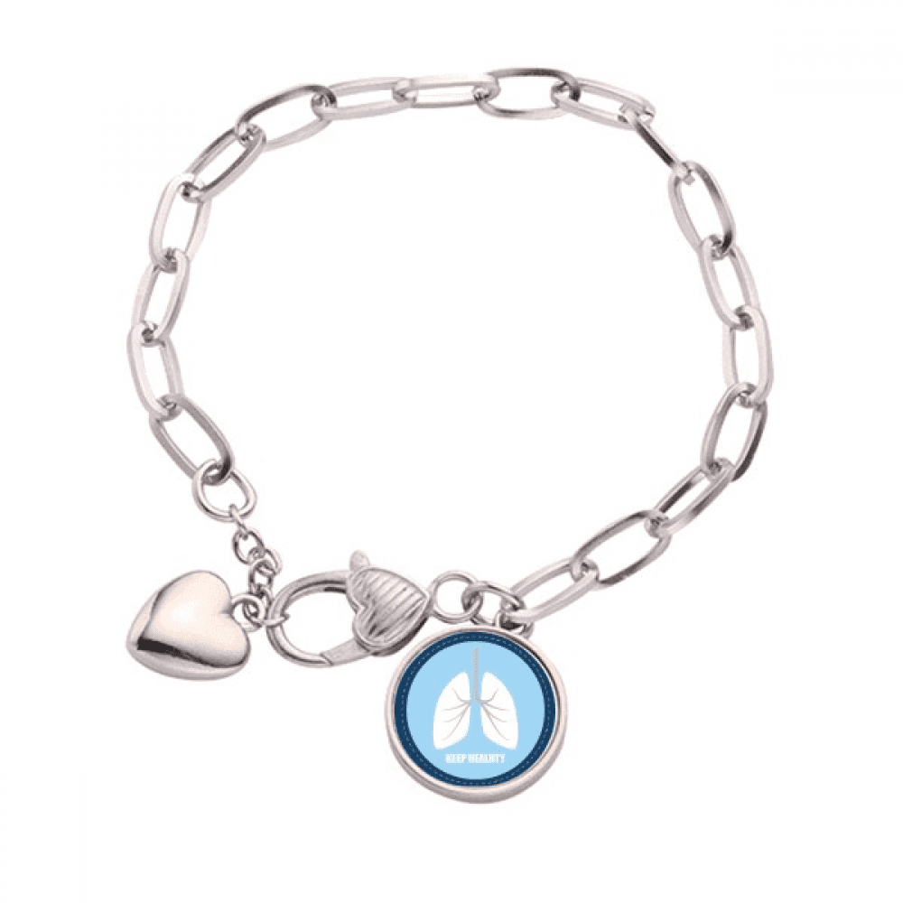 Logo Keep Lung Healthy Art Deco Fashion Heart Chain Bracelet Jewelry ...
