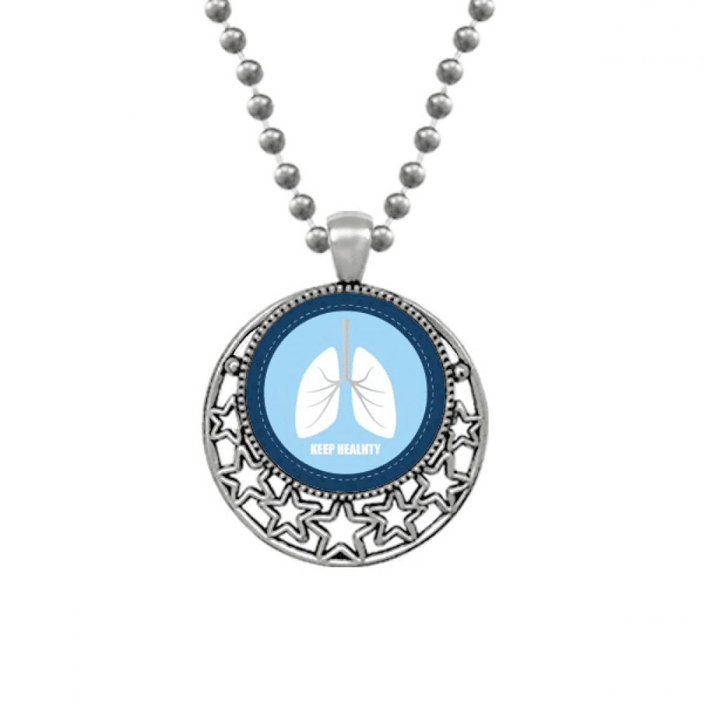 Logo Keep Lung Healthy Art Deco Fashion Necklaces Pendant Retro Moon ...