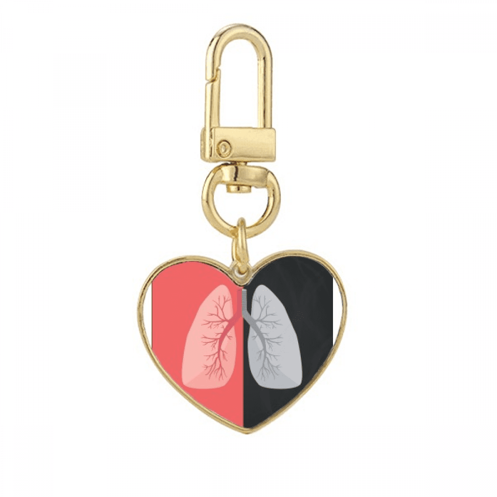Logo Lung Comparison Art Deco Fashion Gold Heart Keychain Metal Keyring ...