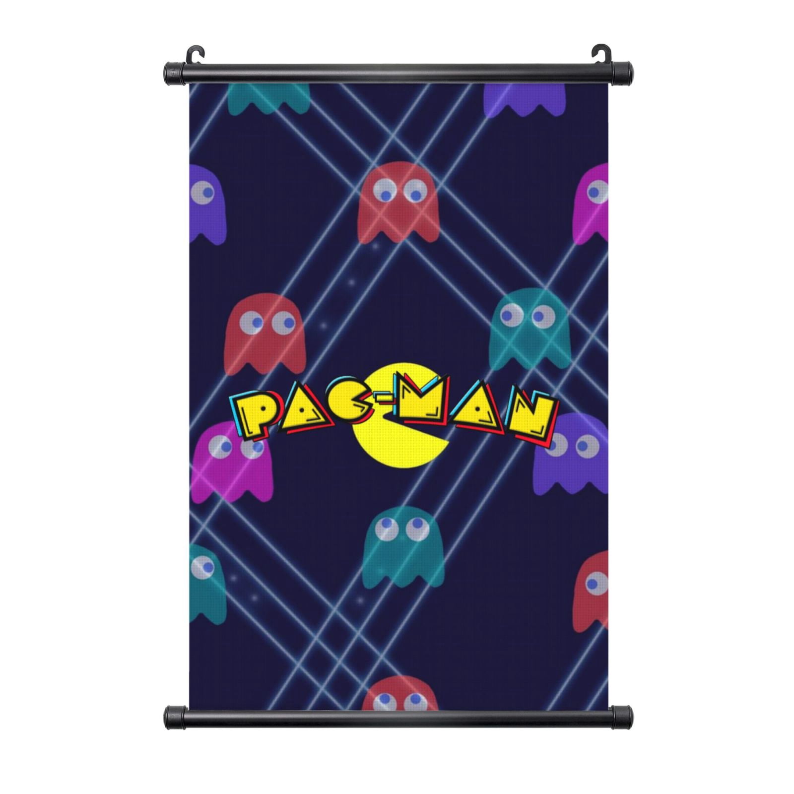 Logo Pac-Man Black Plastic Shaft Hanging Poster Decor Canvas Wall ...