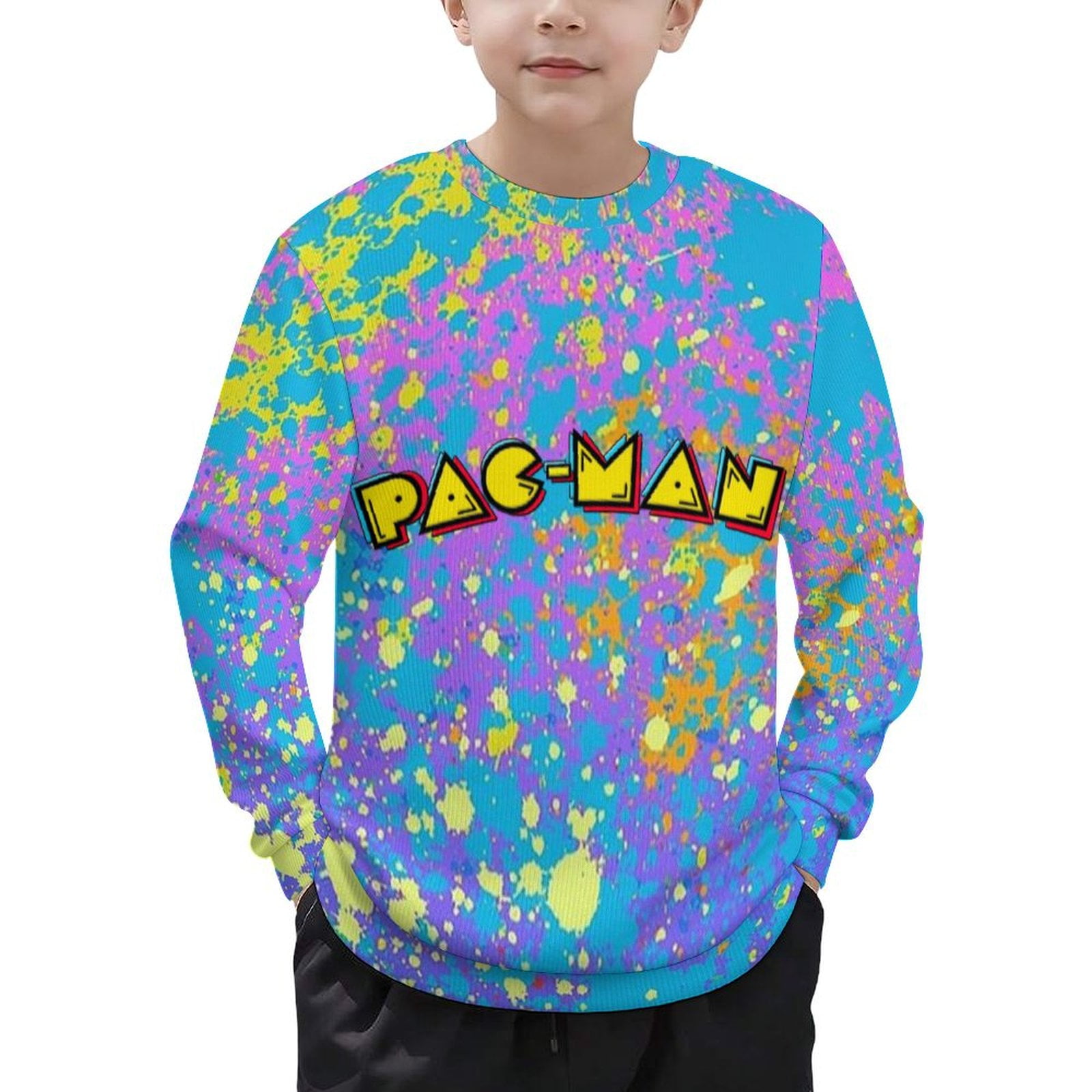 Logo Pac-Man Children's Thick Pullover Sweater Fashion 3D Printed Round ...