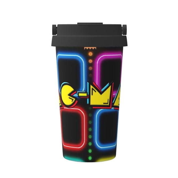 Logo Pac-Man Insulated Coffee Mug Portable Thermos Cup Stainless Steel ...