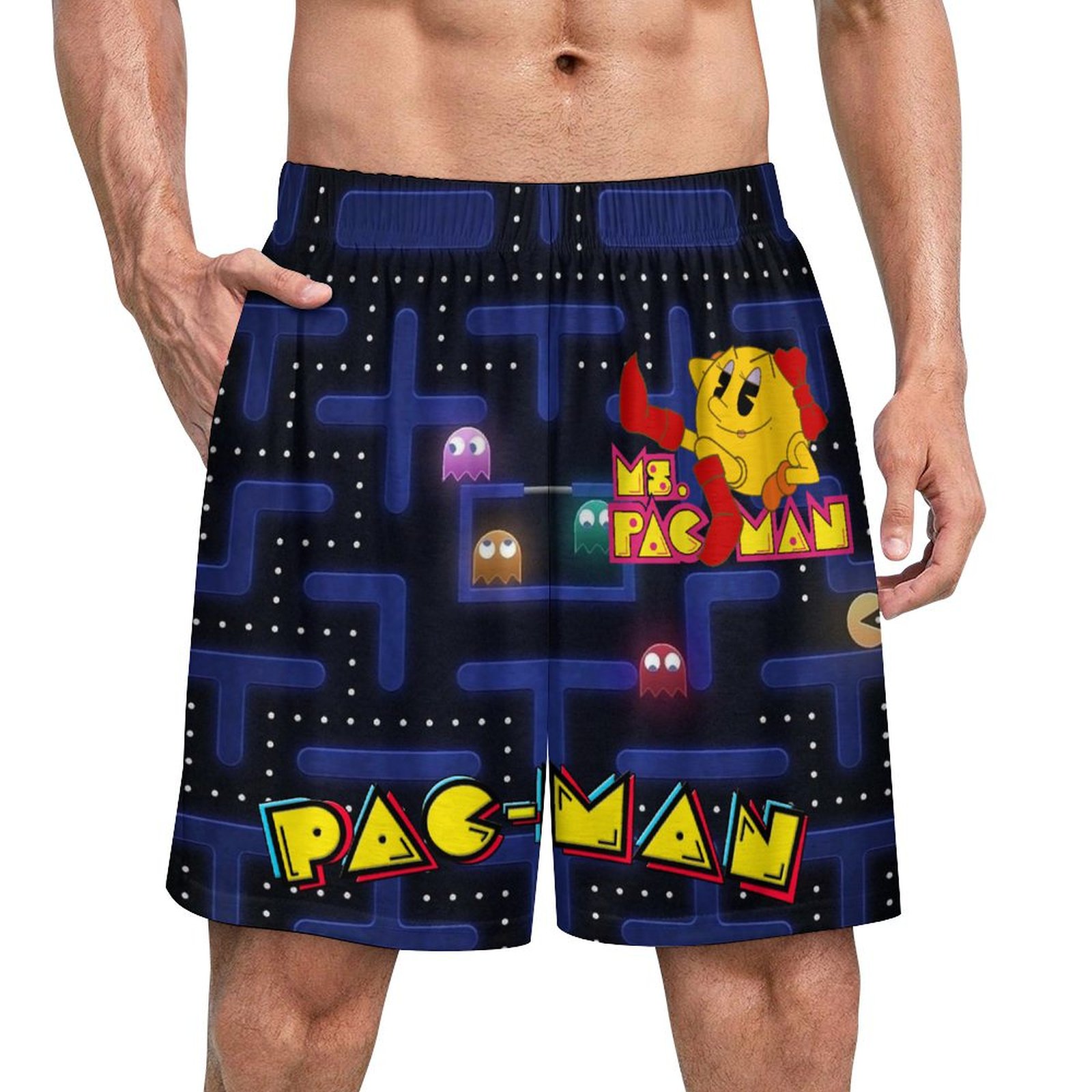 Logo Pac-Man Men's Pajama Pants Lounge Shorts Bottoms Sleepwear Daily ...