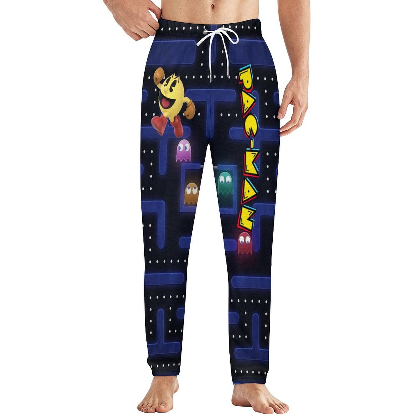 Logo Pac-Man Plush Men's Pajama Pants Bottoms Fashion Loose Lounge ...