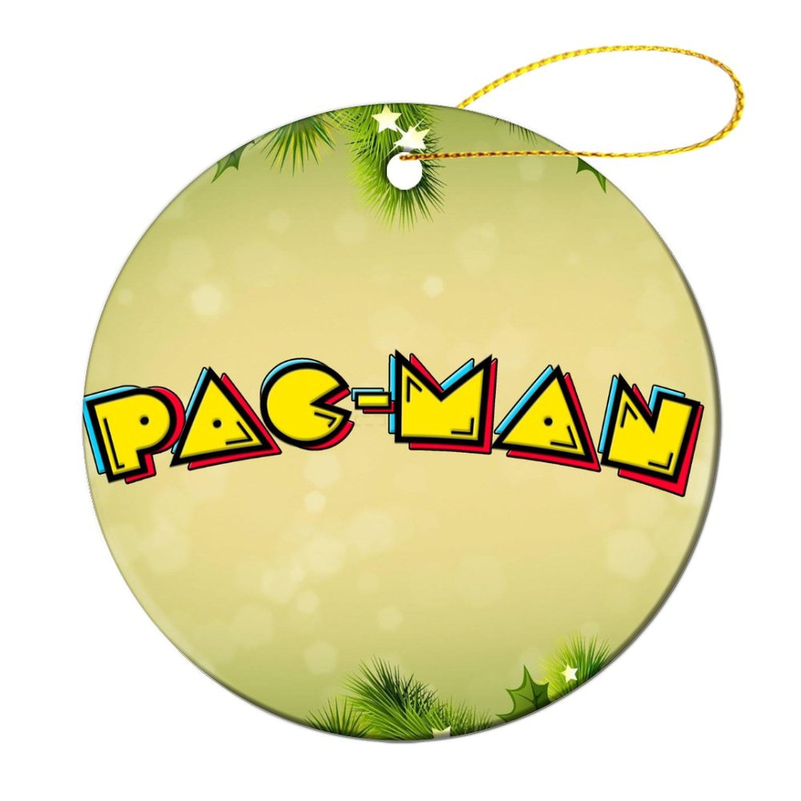 Logo Pac-Man Round Christmas Tree Hanging Decor Ceramic Xmas Ornaments ...