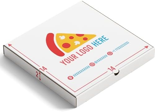 Logo Printed White Pizza Boxes by - Pack of 50 (14x14x2 inches ...