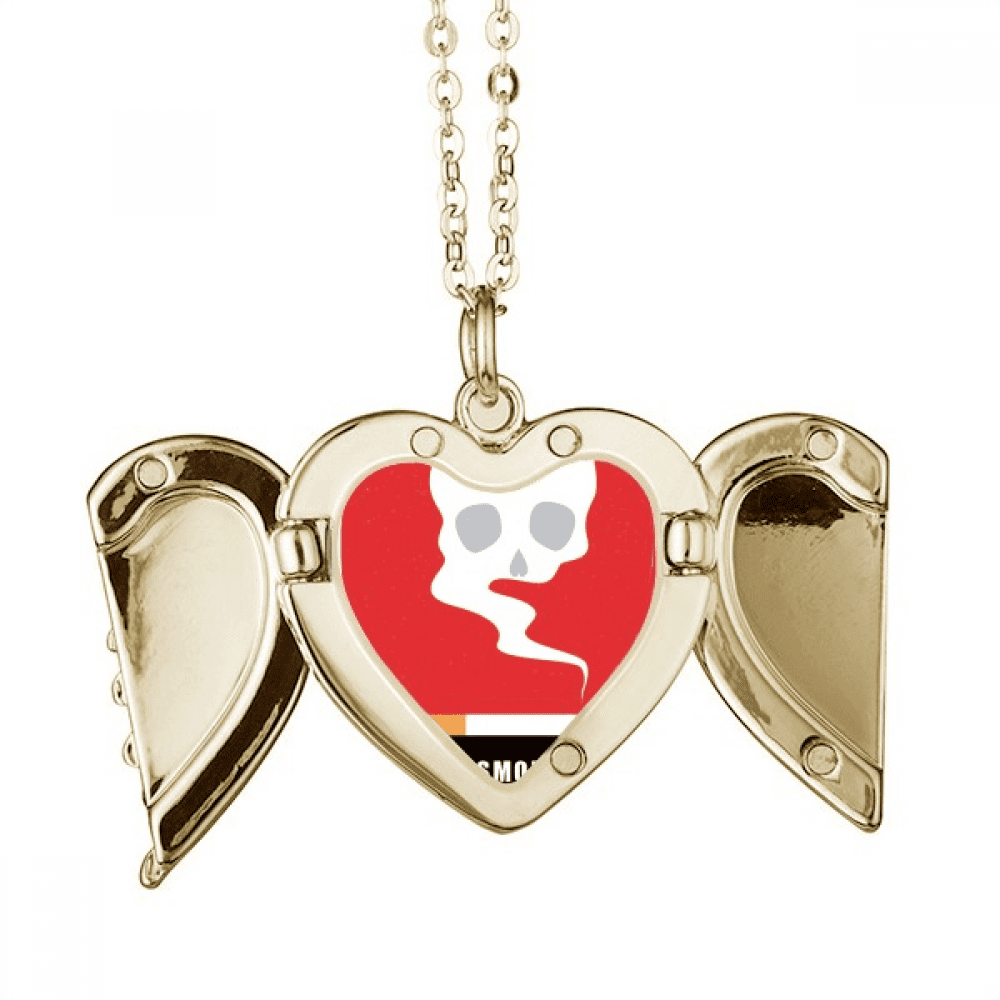 Logo Smoking Cause Deaths Folded Wings Peach Heart Pendant Necklace - Walmart.com