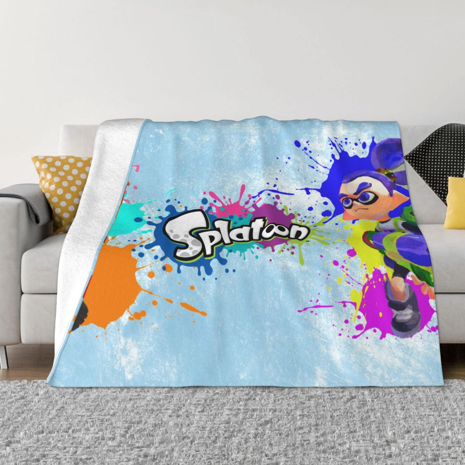 Logo Splatoon Splatter Blanket Cozy Ultra-Soft Micro Flannel Fleece ...