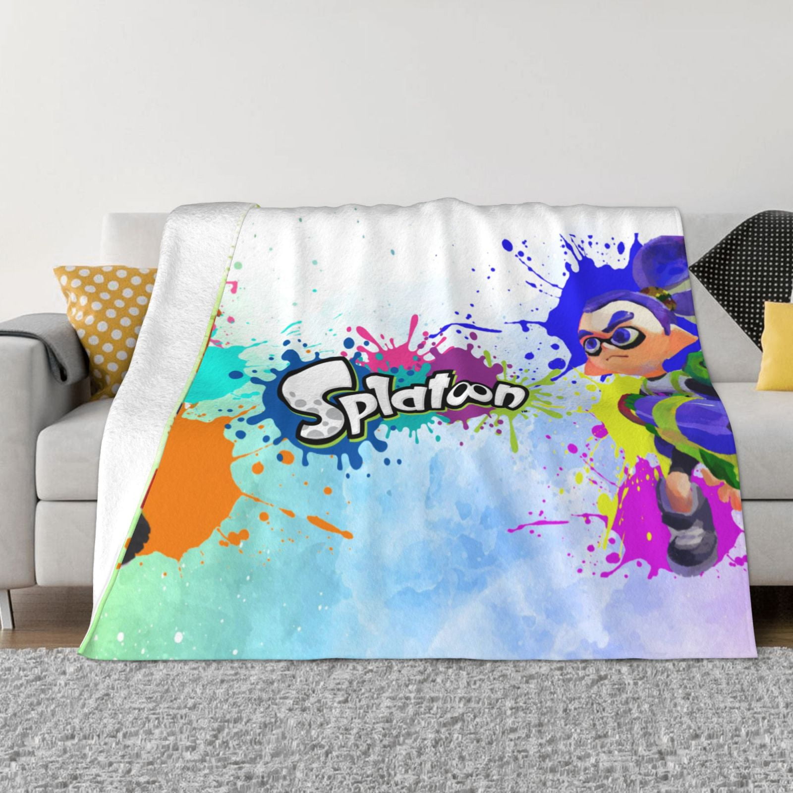 Logo Splatoon Splatter Blanket Cozy Ultra-Soft Micro Flannel Fleece ...
