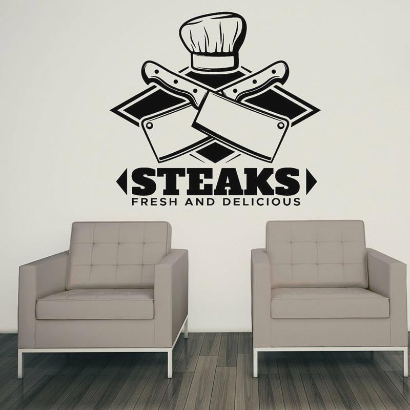 Logo Wall Decal Steak Fresh Delicious Beef Door Window Vinyl Stickers ...