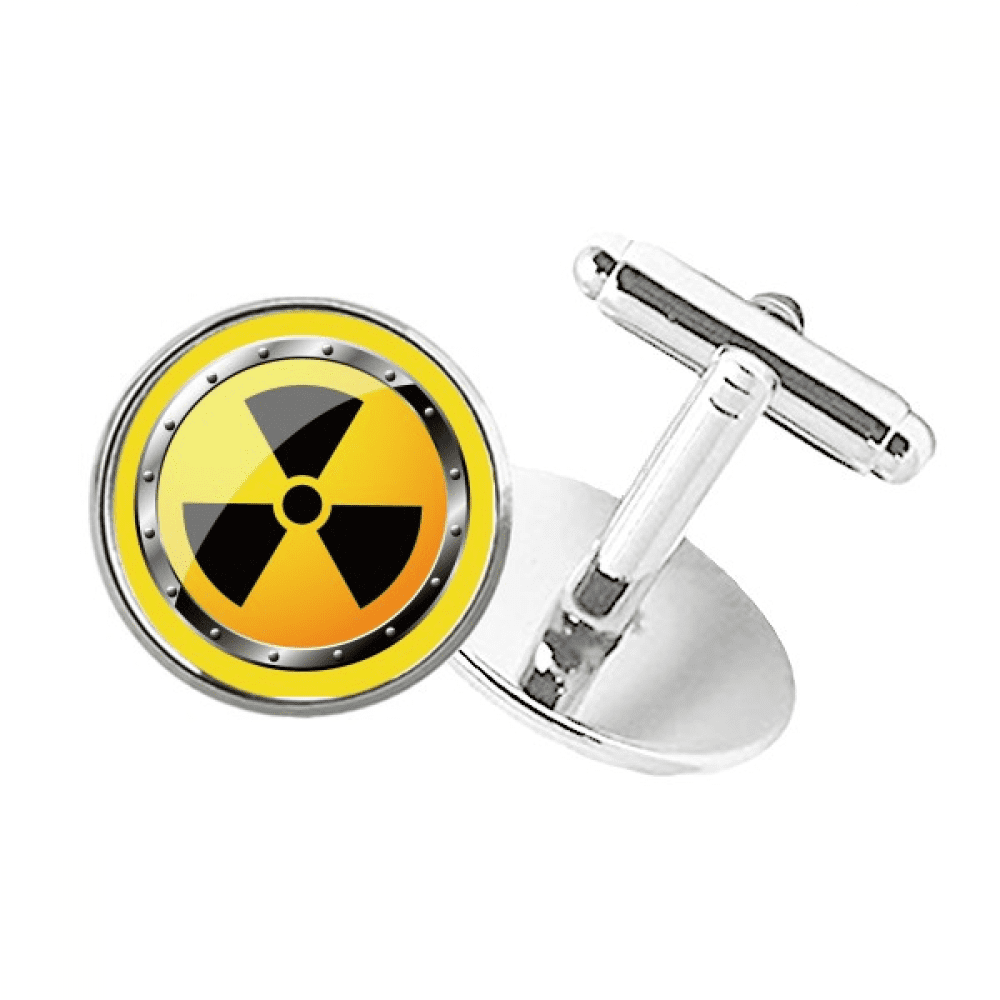 Logo Yellow Background Radioactive Substances Warning Round Button Cuff ...