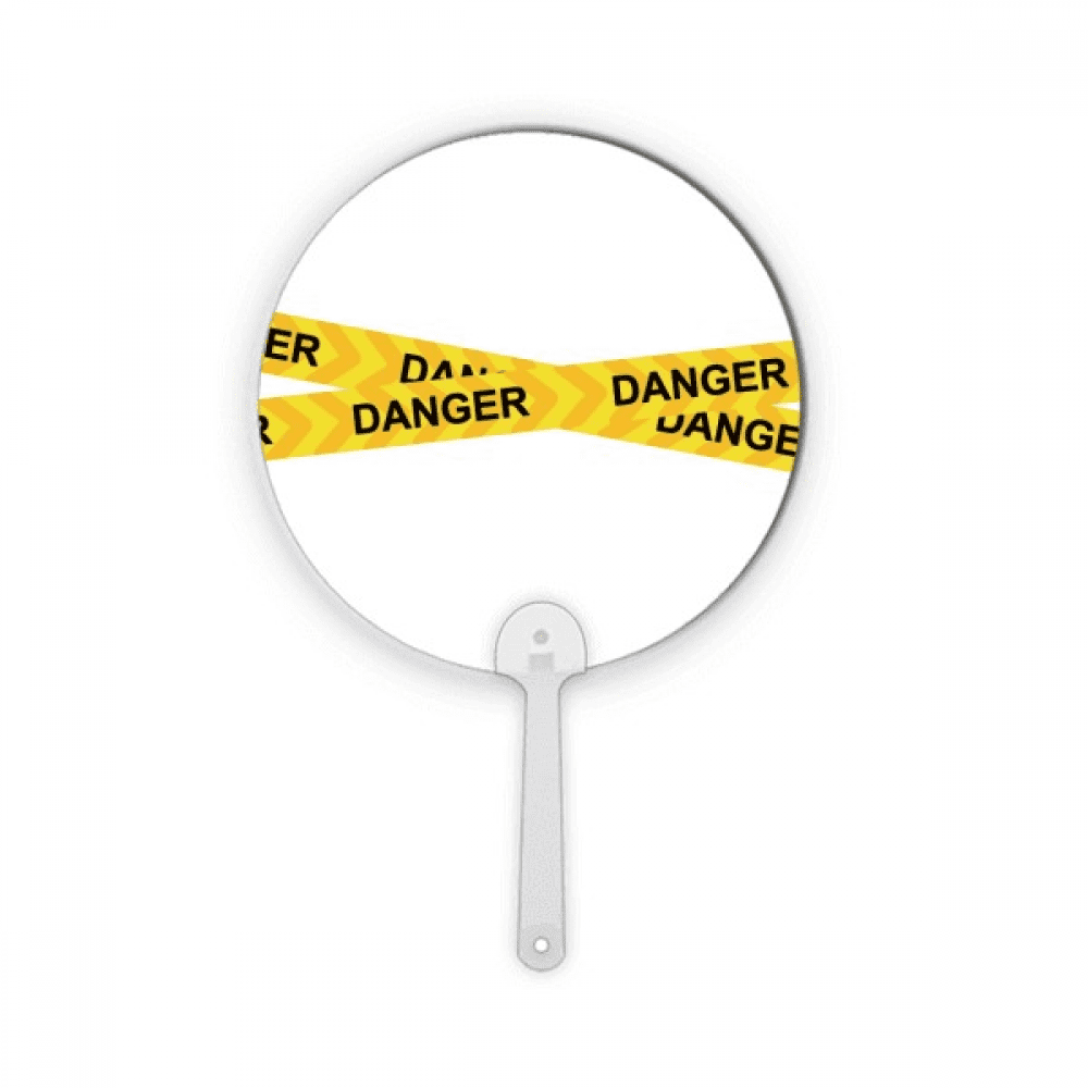 Logo Yellow Danger Line Art Deco Fashion Plastic Round Handheld Fan ...