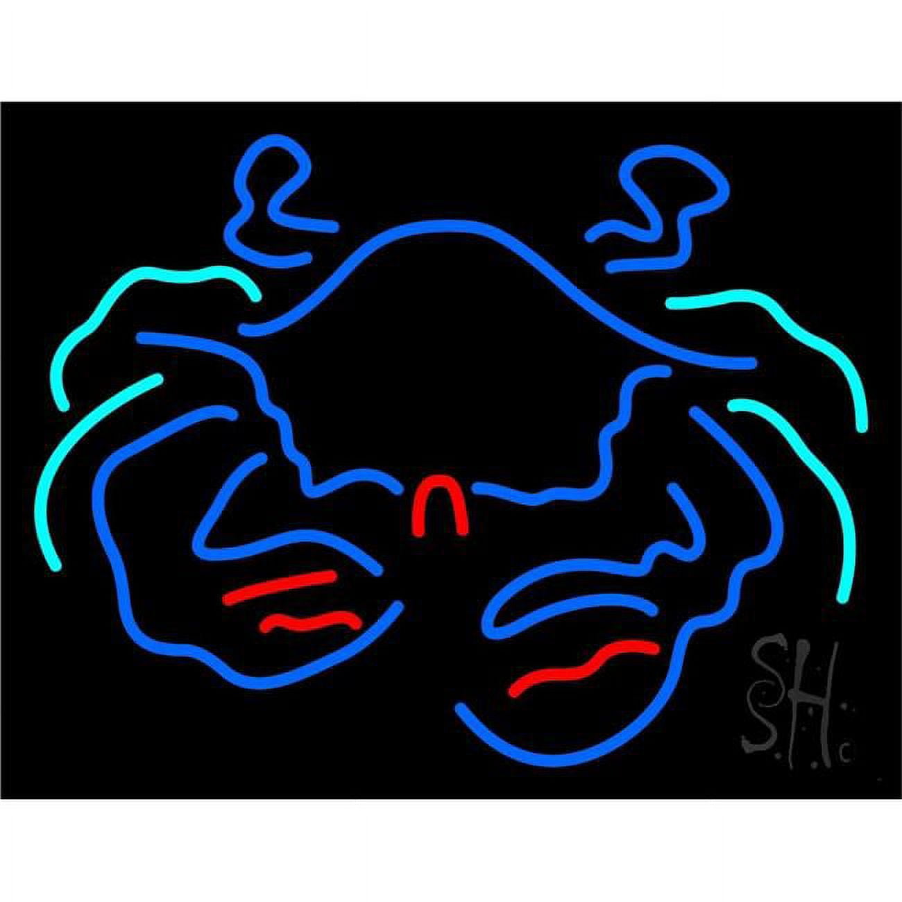 Logo of Crab 1 Clear Backing Neon Sign - Red, Blue & Turquoise - 24 in ...