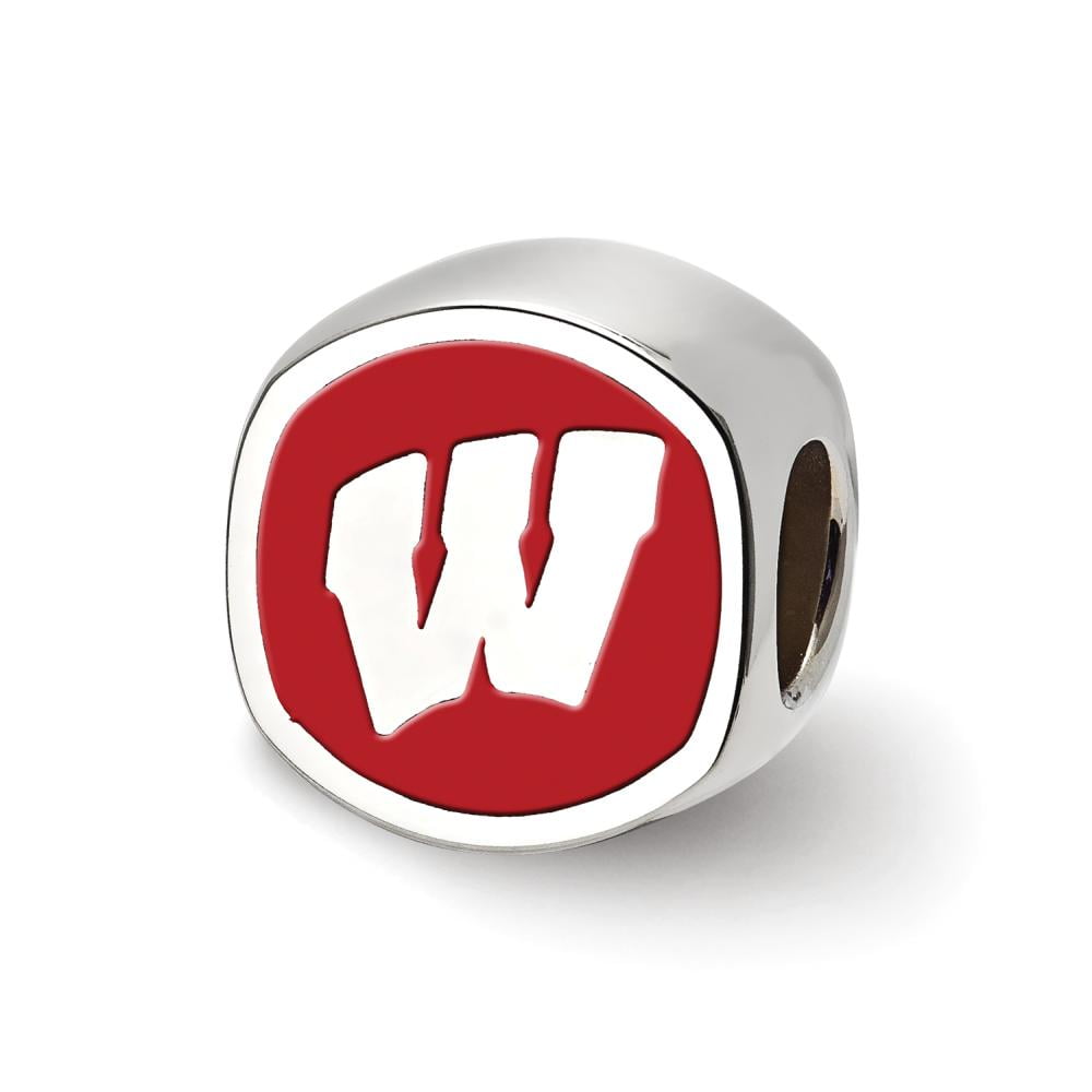 LogoArt Sterling Silver University Of Wisconsin W Cushion-Cut Double ...