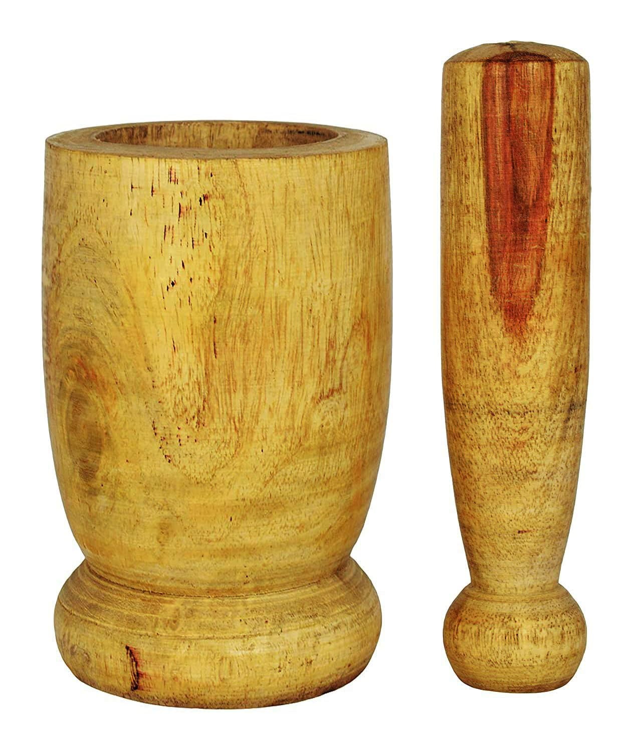 Logro Wooden Okhali and Musal Natural Wooden Okhli Spice Mixer Kharal ...