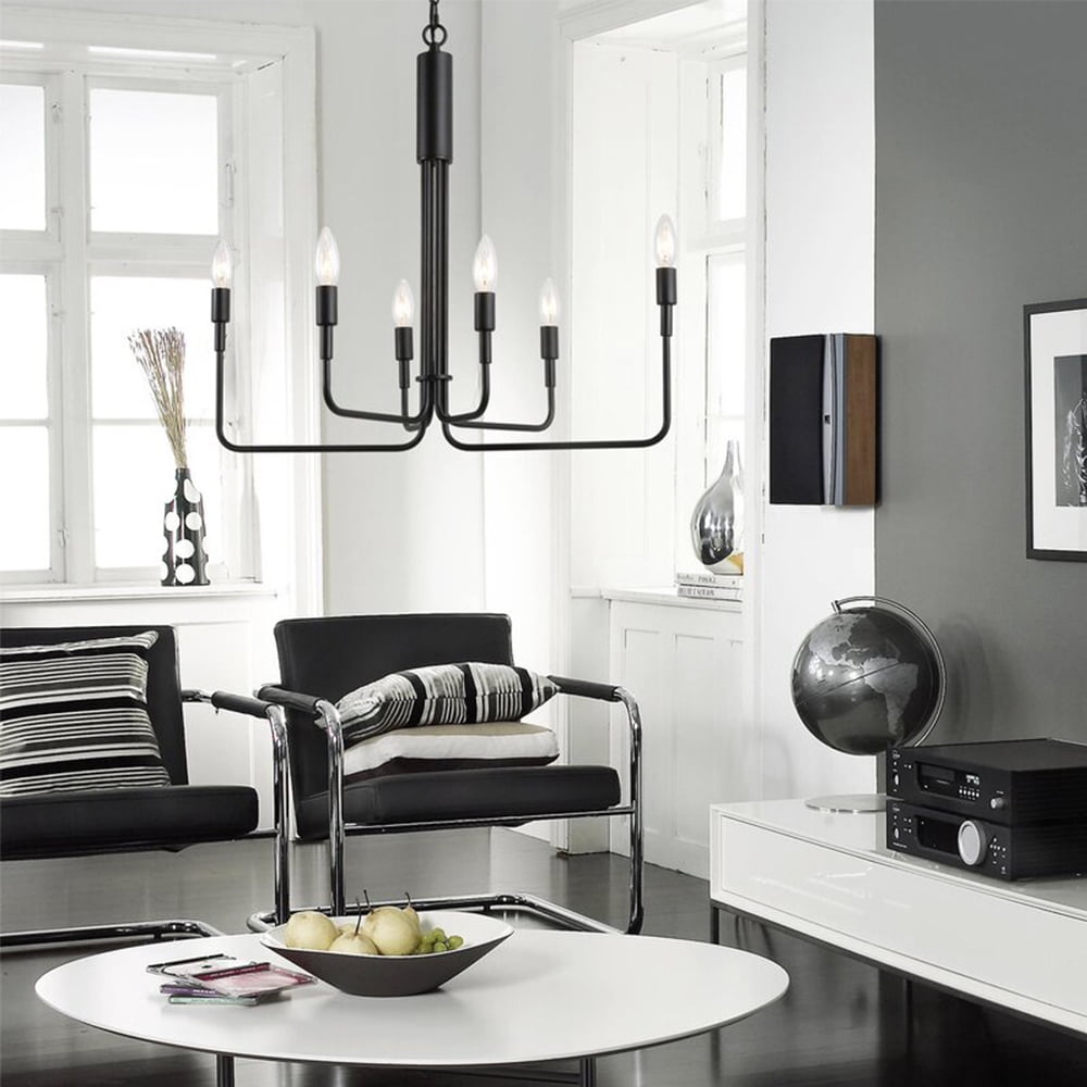 LOHASLED 6-Light Rustic Black Candle Chandelier with E12 Bulb Socket ...