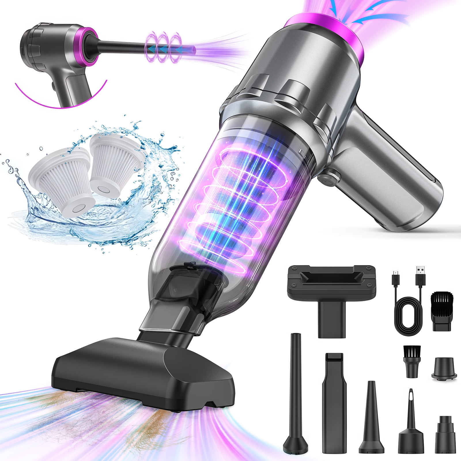 Loheer Car Vacuum Cleaner, 16000PA Cordless Handheld Vacuum, Brushless ...