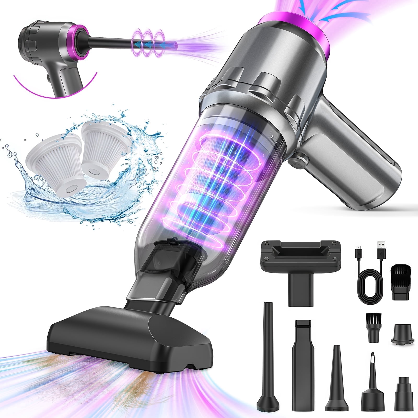 Loheer Car Vacuum Cleaner, 16000PA Cordless Handheld Vacuum, Brushless ...