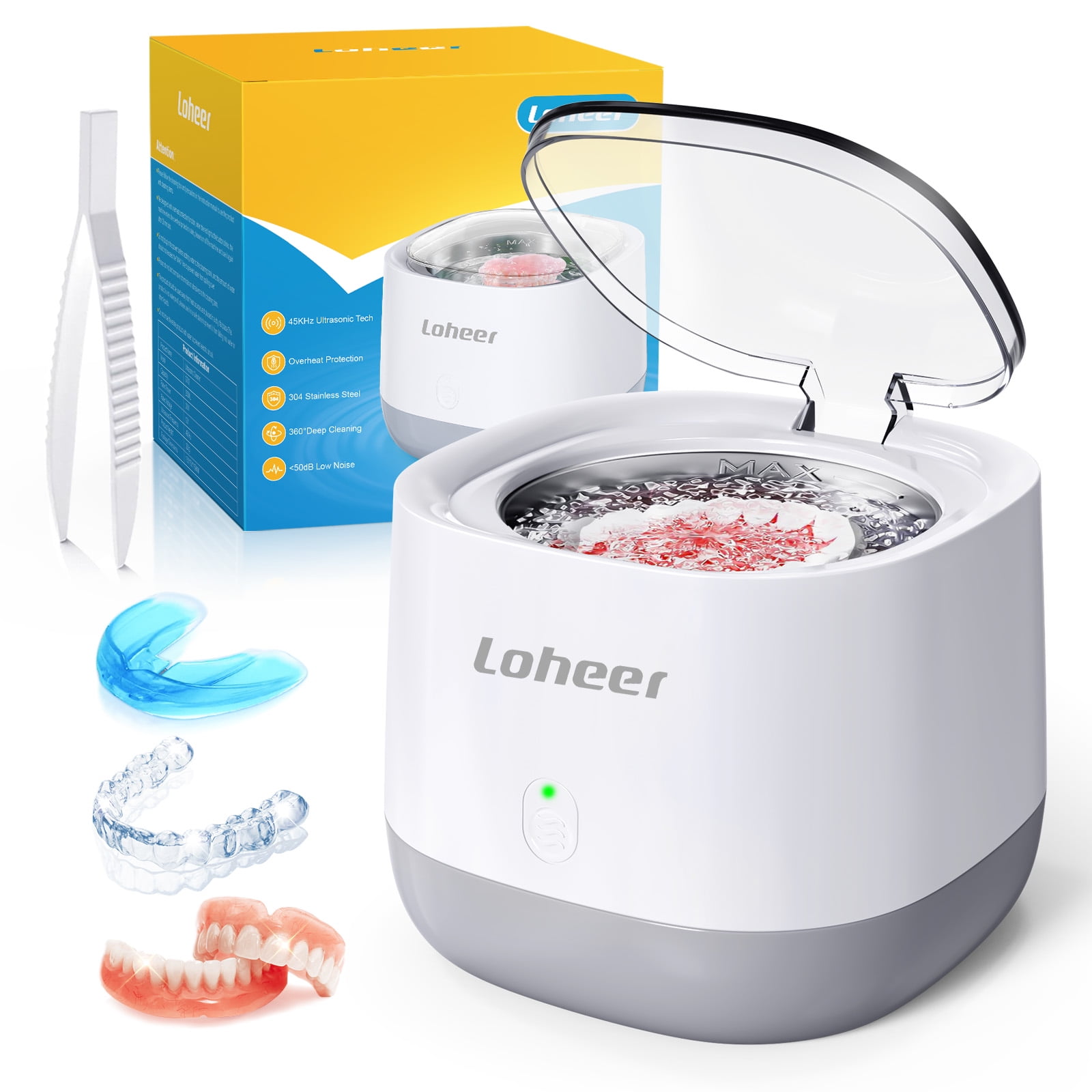 Loheer Professional Ultrasonic Jewelry and Dental Cleaner, 45kHz ...