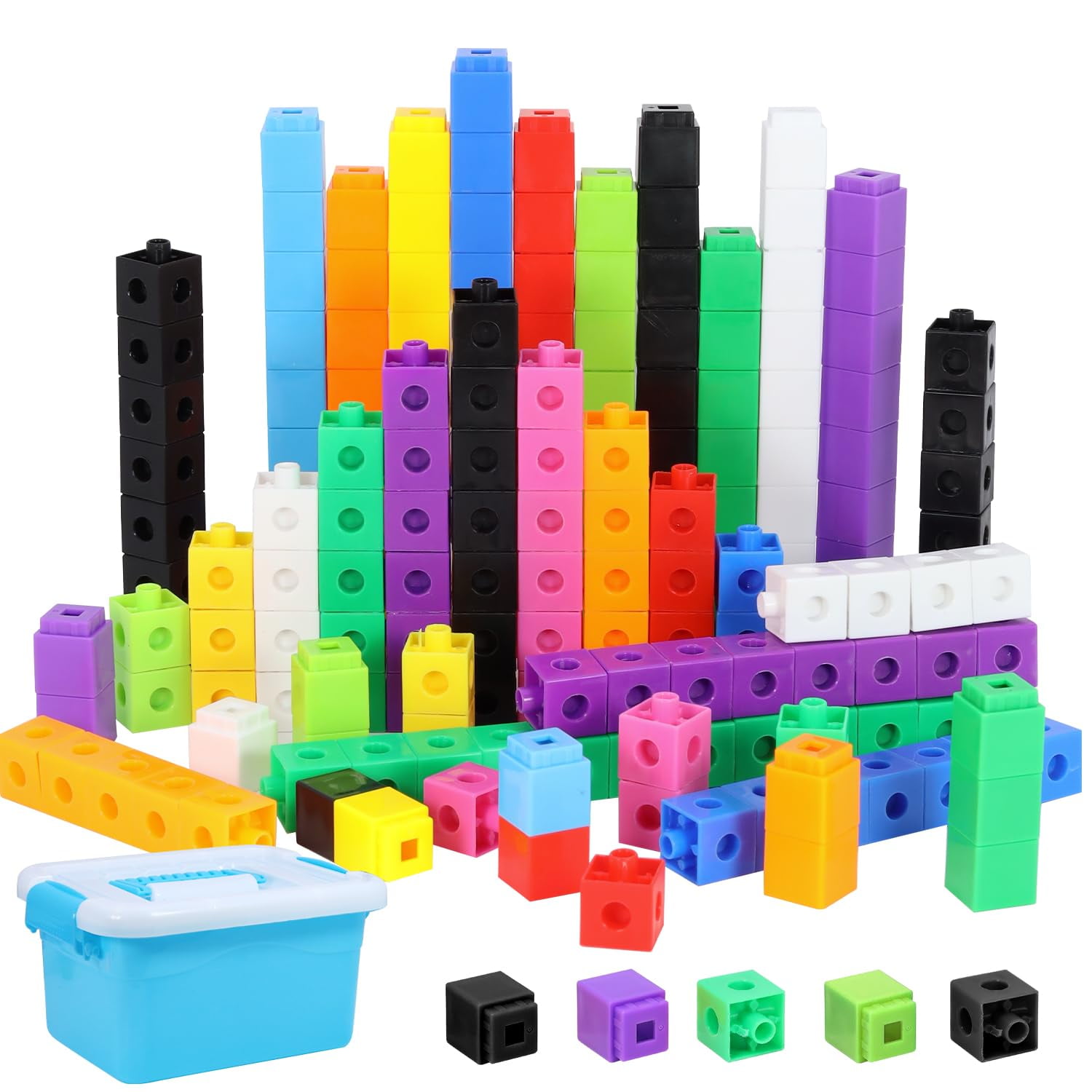 Lohoee 200 Pcs Math OIF8 Cubes and Linking Cubes with Storage Container ...