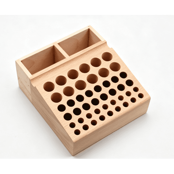Lohol Beechwood Leather Working Tool Organizer, Multi-hole Wooden Tool ...